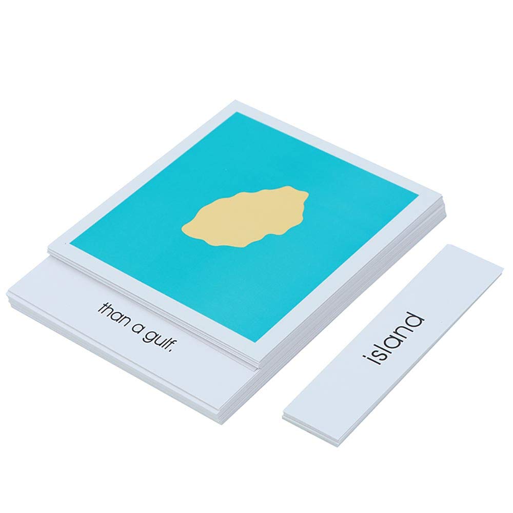 Kghios Land and Water Form Cards Set- Montessori Materials for Kids Geography Educational Tools Preschool Early at Home Learning Toys