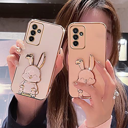 for Samsung Galaxy A14 5G Case,3D Cute Kawaii Hidden Rabbit Bunny Kickstand Design with Camera Protection,Luxury Plating Glitter Soft Silicone Girly Phone Case for Samsung A14 for Women Girls Pink