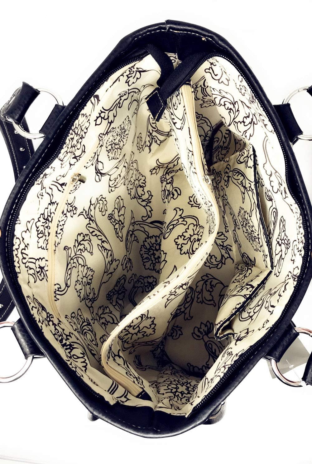 Texas West Women's Embroidered Metal Skull Purse Handbag and Wallet set in 7 colors (Black messenger bag)