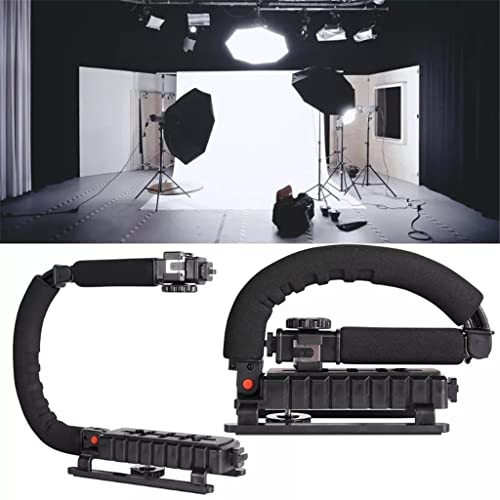 Camera Handles Camera Smartphone Stabilizer Adjustable Handle Grip Handheld Video Rig Universal (Color : Black, Size : 14.5X20X2cm)