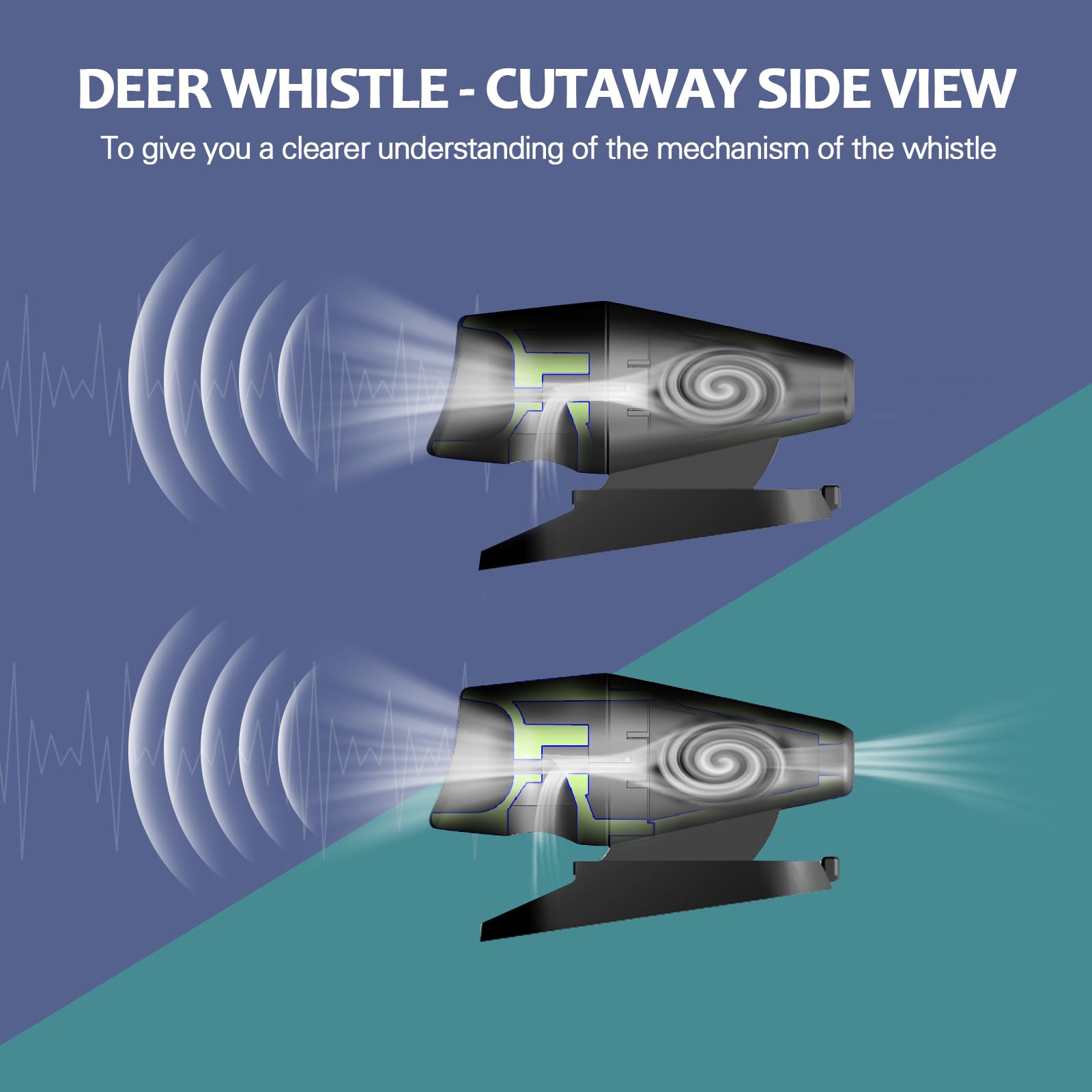 CITKOU 8Pcs Deer Whistles for Vehicles Wind Activated Black