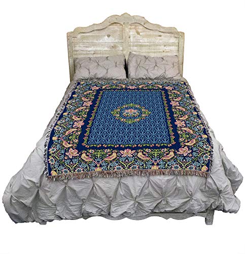 Pure Country Weavers William Morris Strawberry Thief Border Blanket - Arts & Crafts - Gift Tapestry Throw Woven from Cotton - Made in The USA (72x54)