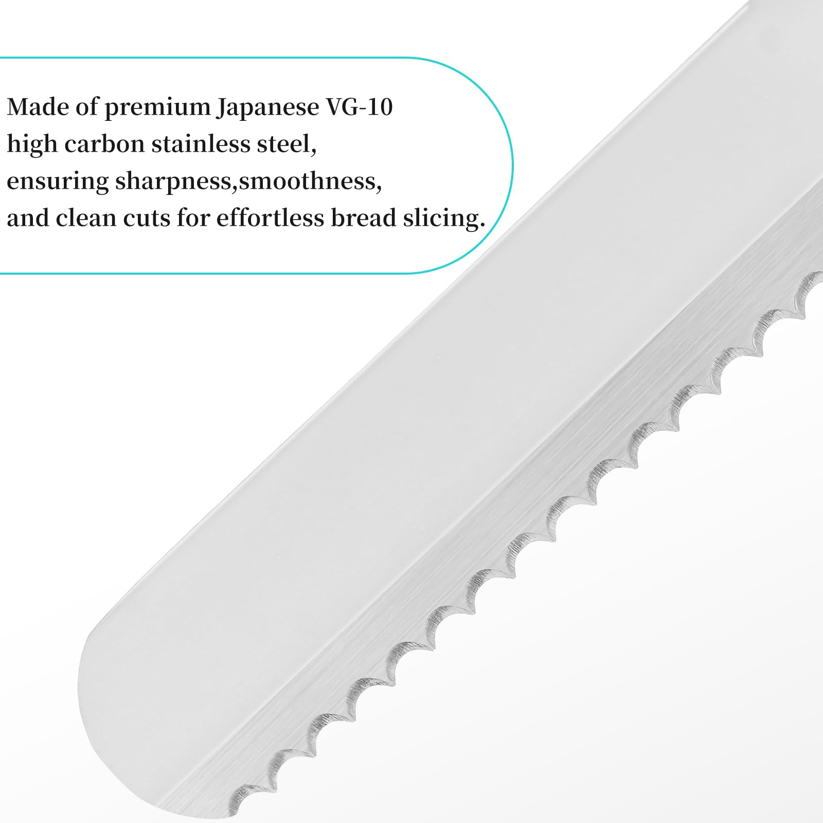 COZYRA Wave Edge Black Precision High Carbon Stainless Steel Bread Knife - Ideal for Effortlessly Slicing Homemade Bread, Bagels, Pizza, and Cakes. (10 Inch)
