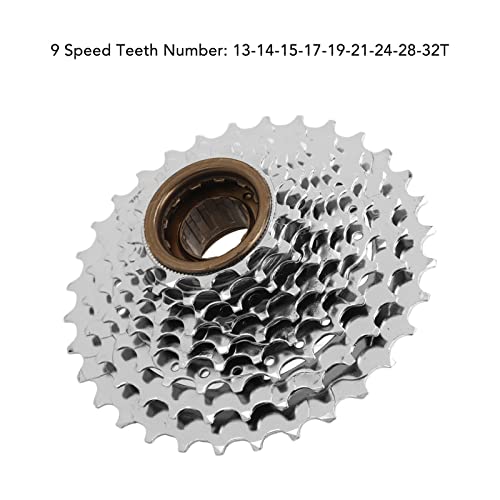 DAUERHAFT Bike Flywheel, 9 Speed Rotary Freewheel Accurate Tooth Shape High Strength Hollow Hardening Technology for Mountain Bikes