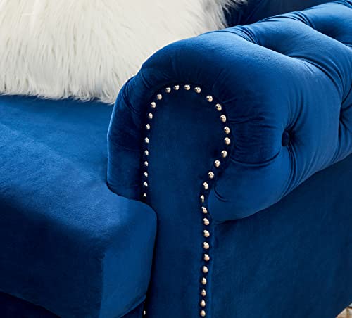 Legend Vansen Curved Modular Sofa Semi Circular Couch,Comfortable Velvet Upholstery,Living Room, Apartment, Bedroom Sectional, 138.6'', Blue