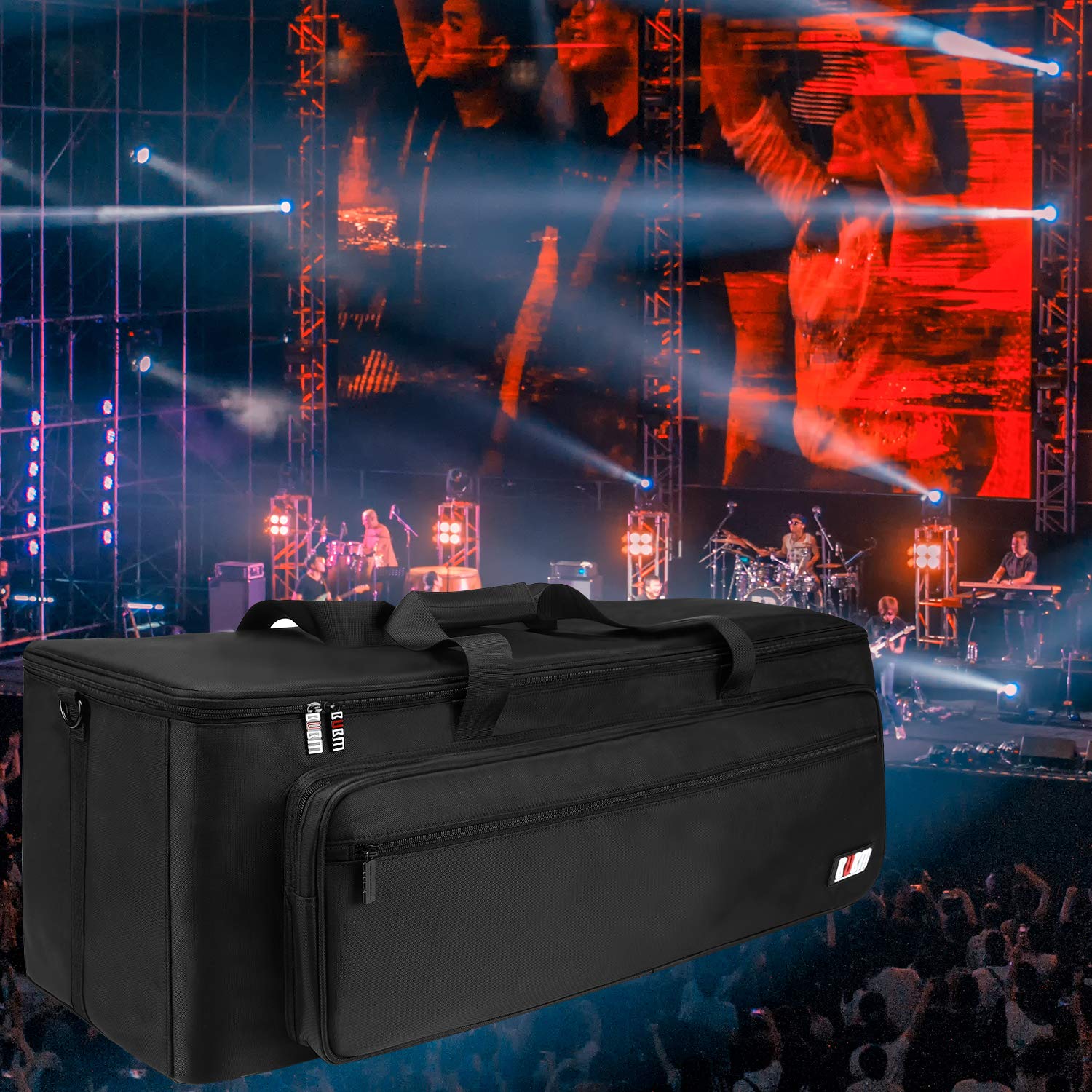 BUBM 30"x11"x14.5" Extra Large Travel Gig Band Cable File Bag,with double separate bags, Musical instrument Cable & Accessories Organizer Gig Bag/Soft Case(Black)