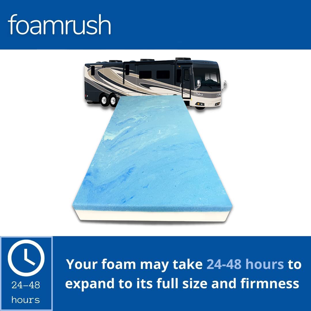 FoamRush 10-Inch Olympic Queen Gel Memory Foam RV Mattress Replacement, Medium Firm, Comfort, Pressure Relief Support, Made in USA, Travel Camper Trailer, Cover Not Included