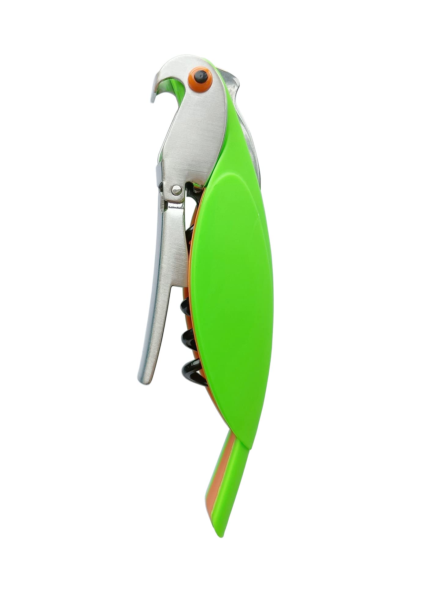 D DrNeeko Parrot Shape Waiters Corkscrew Wine Opener Bottle Opener (Green)