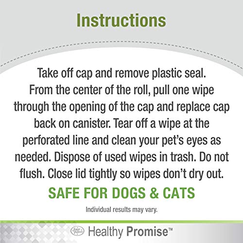 Four Paws Healthy Promise Pet Eye Wipes for Dogs and Cats 25 Count