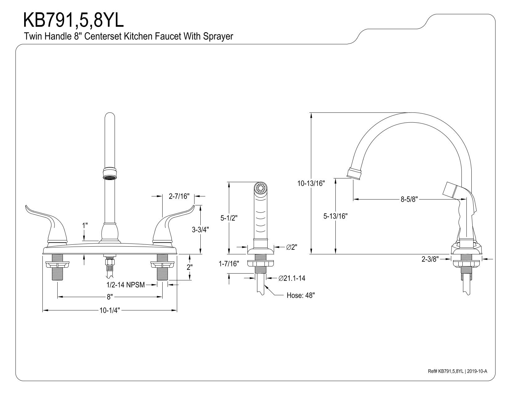 Kingston Brass KB791YL Yosemite 8" Centerset Kitchen Faucet, Polished Chrome