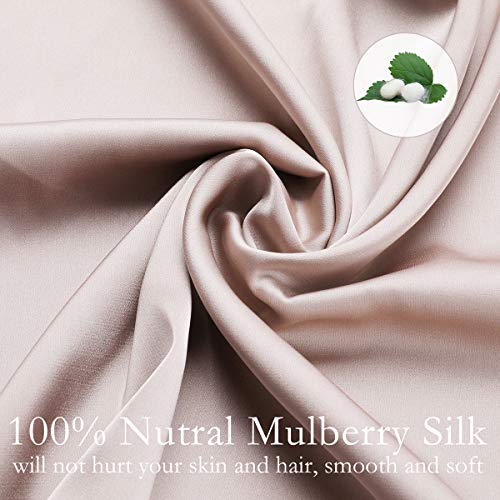 JOGJUE Silk Pillowcase for Hair and Skin 2 Pack 100% Mulberry Silk Bed Pillowcase Hypoallergenic Soft Breathable Both Sides Silk Pillow Case with Hidden Zipper, Pillow Cases (Standard, ApricotGray)