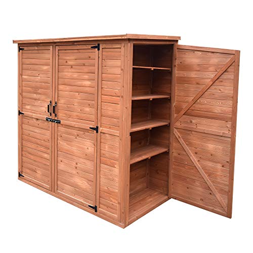 Leisure Season TDS7236 Three Door Lean Storage Shed, Medium Brown