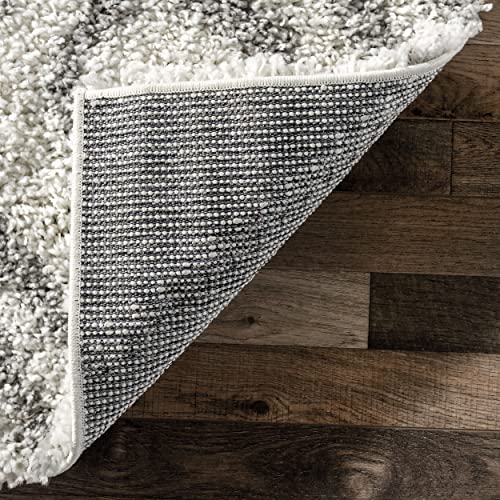 nuLOOM Iola Geometric Shag Runner Rug, 2' 8" x 8', White