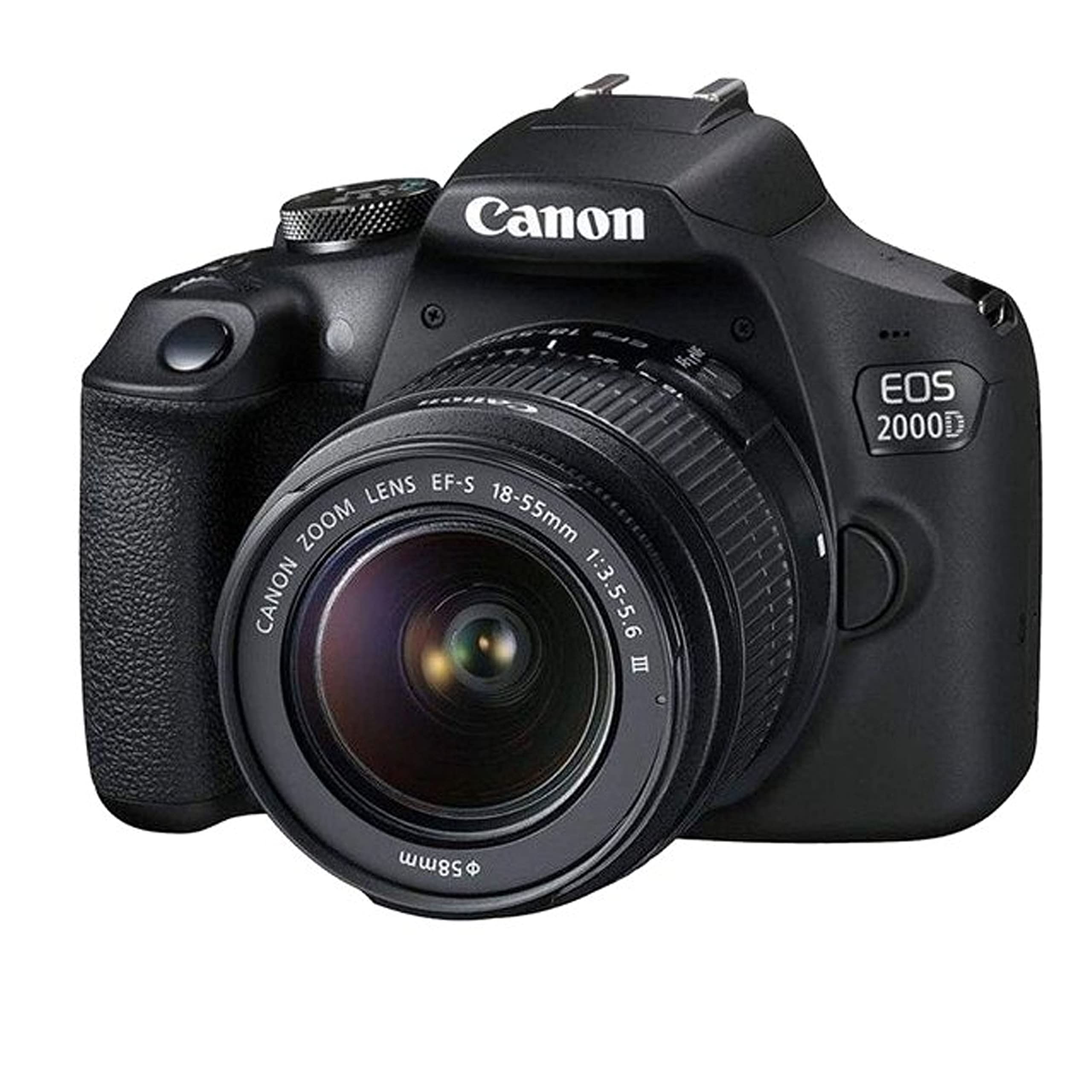Canon EOS 2000D (Rebel T7) DSLR Camera w/EF-S 18-55mm F/3.5-5.6 Zoom is II Lens + 64GB Memory + Back Pack Case + Tripod, Lenses, Filters, & More (28pc Bundle) (Renewed)