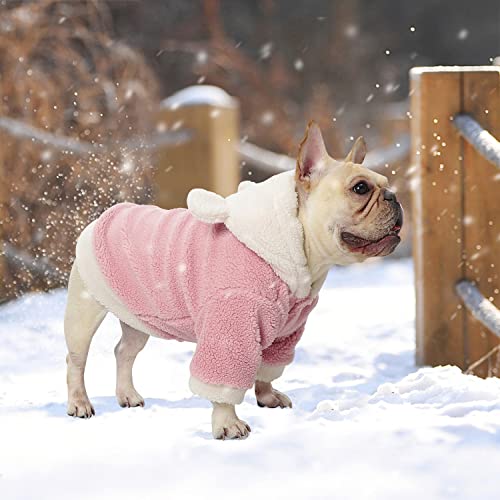 Dog Hoodie Sweaters with hat Puppy Coats with Hooded Winter Lamb Wool Warm Clothes Coat for Small Medium Dogs Clothes Apparel Pink XL
