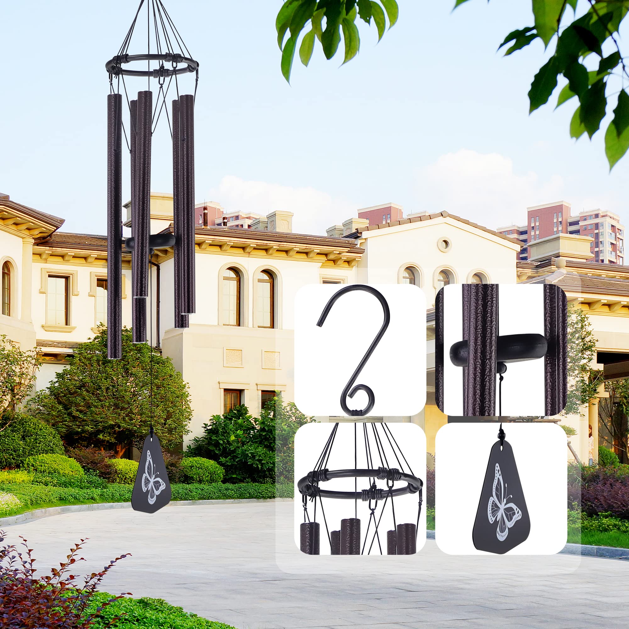 LHUKSGF Memorial Wind Chimes, Outdoor Sympathy Gift Windchimes 32 inch with 5 Rustproof Aluminum Tubes, Bereavement/Sympathy/ Memorial Gifts for Remembrance…