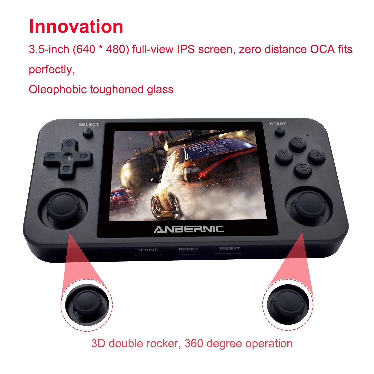 RG350M Handheld Game Console with Opening Linux Tony System HDMI Output 64Bit 3.5inch IPS Screen , Retro Game Console with 32G TF Card 2500 Classic Games Portable Video Game Console (Black)