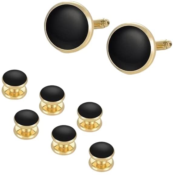 CCBUY Wedding Cufflinks Tuxedo Studs Set for Men Accessories 1Pair and 6 Pieces Husband's Shirt Gift
