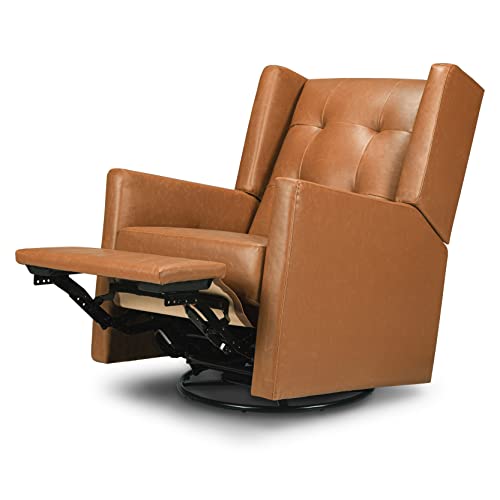 DaVinci Maddox Recliner and Swivel Glider in Vegan Tan Leather, Greenguard Gold & CertiPUR-US Certified