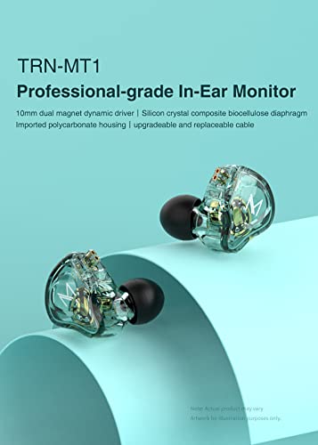 FEDAI TRN MT1 1DD HiFi Earphone Headphone, TRN MT1 in-Ear Earbud with New 10mm Composite Magnetic Dynamic Driver Over Ear Headset with Detachable C Pin 0.75MM Cable(No mic,Black)