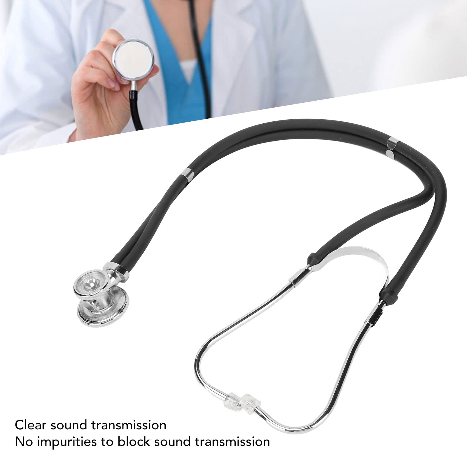 Double Head Stethoscope,ANGGREK Aluminium Alloy Multifunctional Clear Transmission Lightweight Fetal Head Stethoscope Teaching Stethoscope