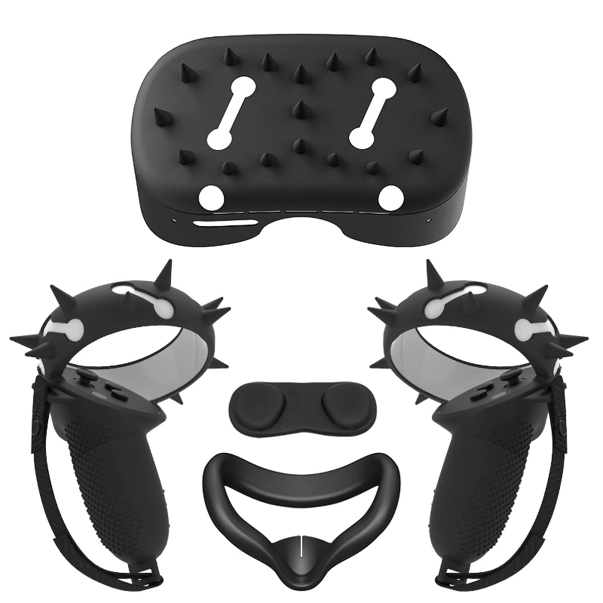 CNBEYOUNG VR Shell Face Cover Touch Controller Grips Cover and Lens Cover for Quest 2, 4-in-1 Protective Cover Accessories Set for Quest 2 for Complete Protection(Rivet)