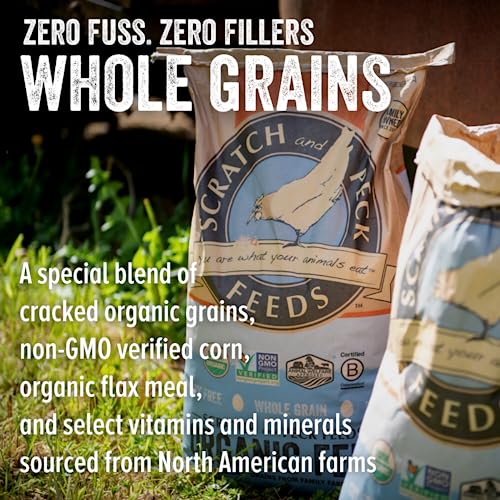 Scratch and Peck Feeds Organic Layer Chicken Feed with Corn for Chickens and Ducks - 25-lbs - Non-GMO Project Verified, Always Soy Free - 1004-25