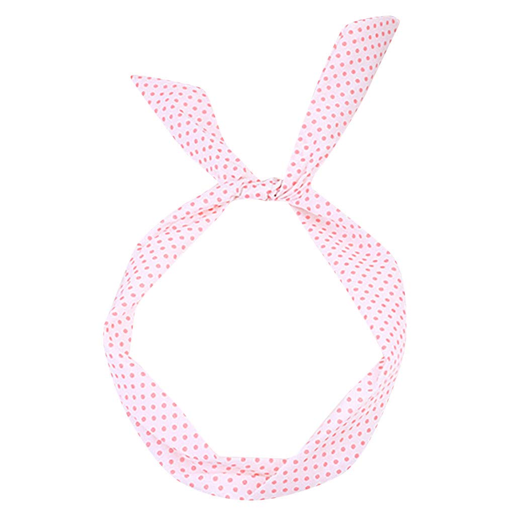 HYSGM Women Fashion Twisted Wire Headbands Polka Dot Printed Hair Wrap Band For Girls (White)