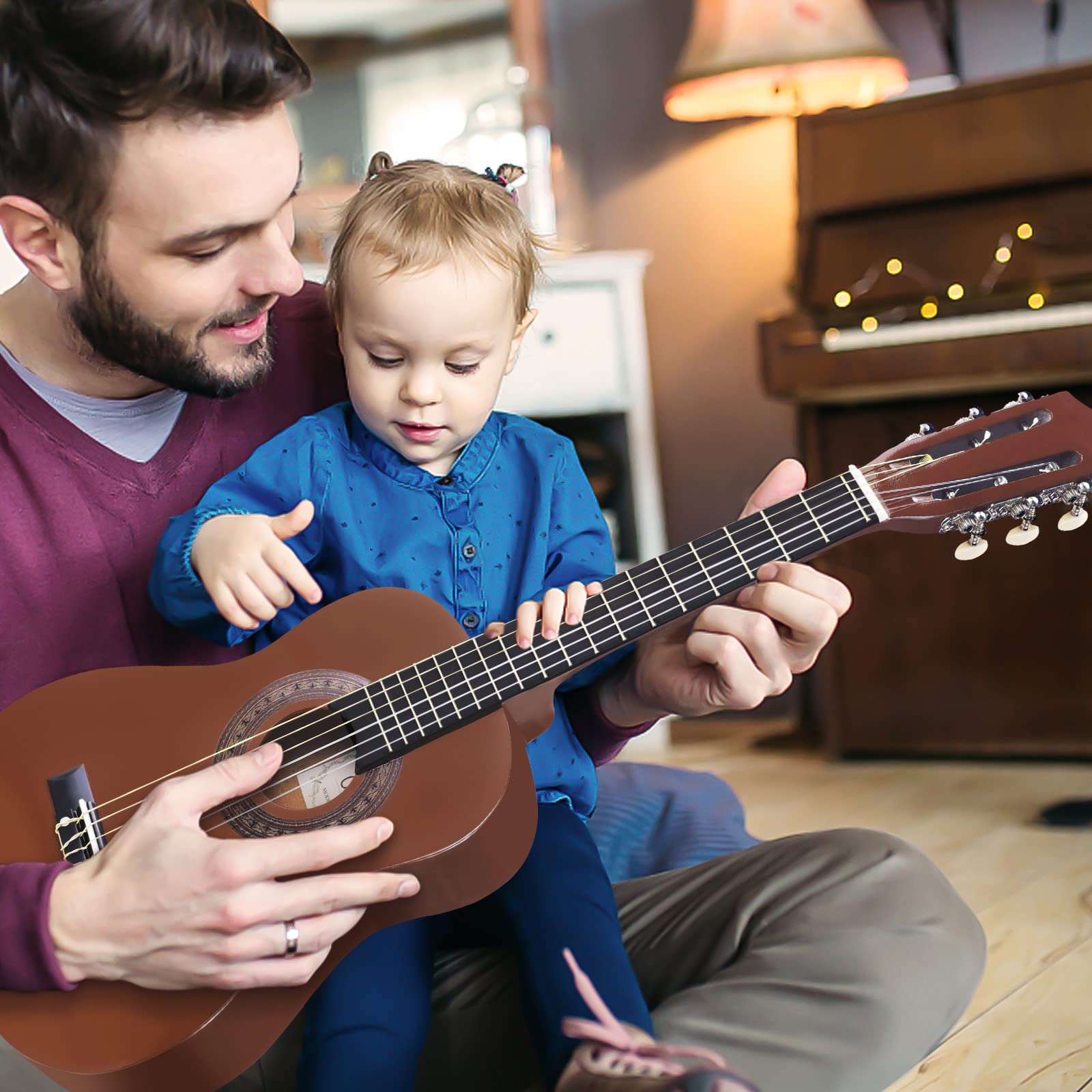 CNBLUE Acoustic Guitar Beginner Half-Size Natural Classical Guitar Mini Guitar 30 Inch Nylon Strings Wooden Guitar for Kid Boy Girl Student Youth Guitarra (Brown)