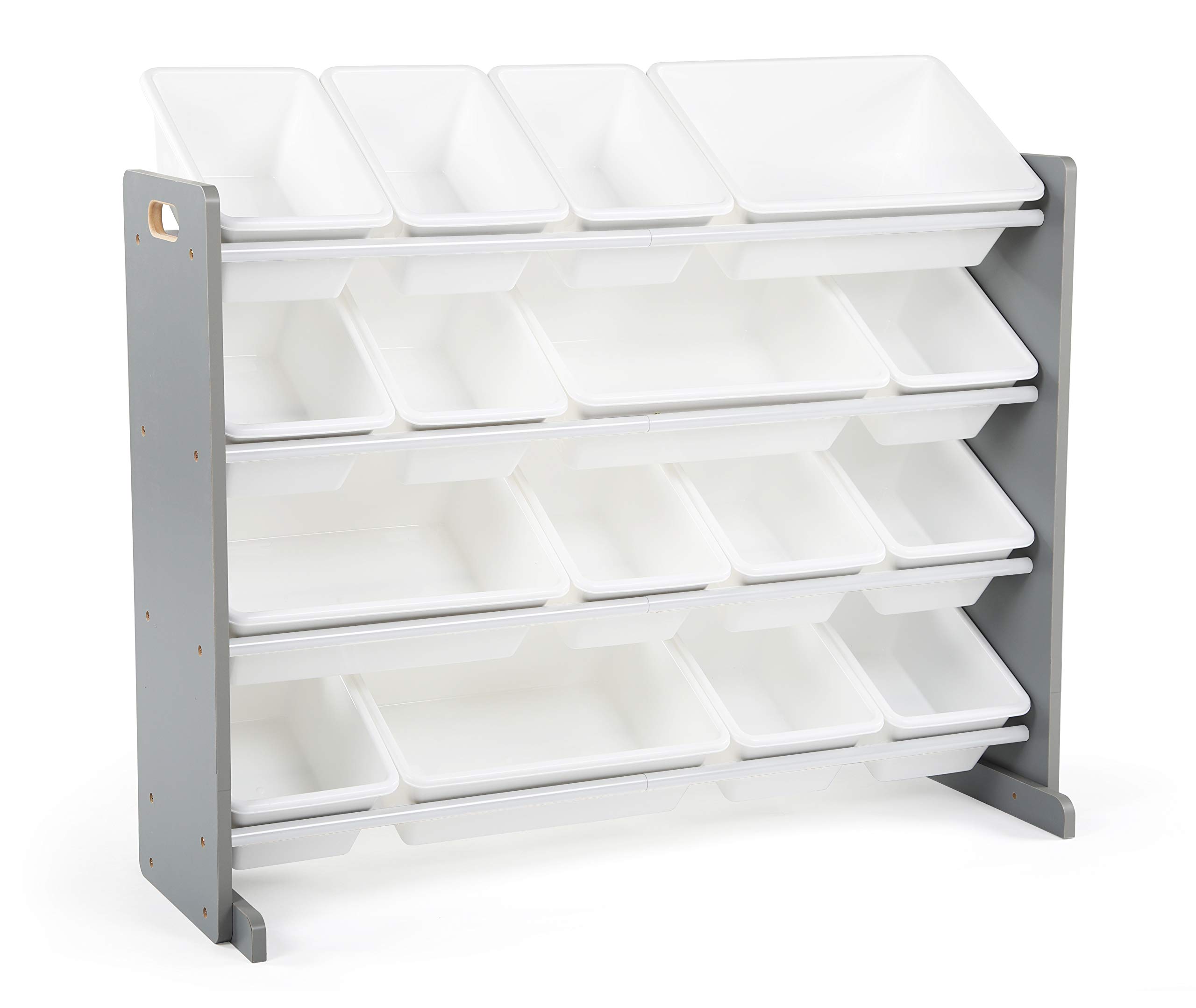 Humble Crew Supersized Wood Toy Storage Organizer, Extra Large, Grey/White & Crew Kids Book Rack Storage Bookshelf, Grey/White