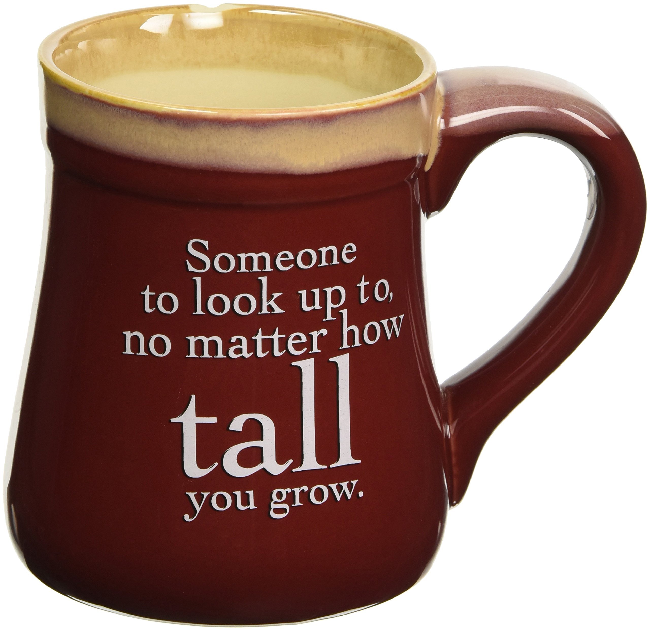 Porcelain Dad Coffee Mug - Burgundy - "Someone To Look Up To No Matter How Tall you Grow"