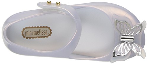 Mini Melissa Girls' Mini Ultragirl Fly Mary Jane Flat, Silver Pearl, 5 Regular US Toddler