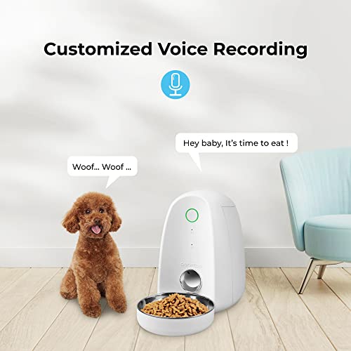 DOGNESS App Wi-Fi Control Automatic Cat Feeders, Dry Food Dispenser for Small Cat Dog Pet, Timed Cat Feeder, Microchip Pet Feeder Up to 15 Portion 6 Meals Per Day, 10s Voice Recorder, White