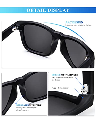 KALIYADI Sunglasses Men Polarized Sun glasses for Mens Womens Classic Matte Black Frame UV Protection 3pack(Grey/Green/Orange)
