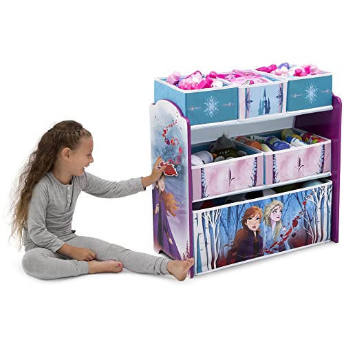 Delta Children Disney Frozen II 4-Piece Playroom Solution Set Includes Table and 2 Chairs and 6-Bin Toy Organizer