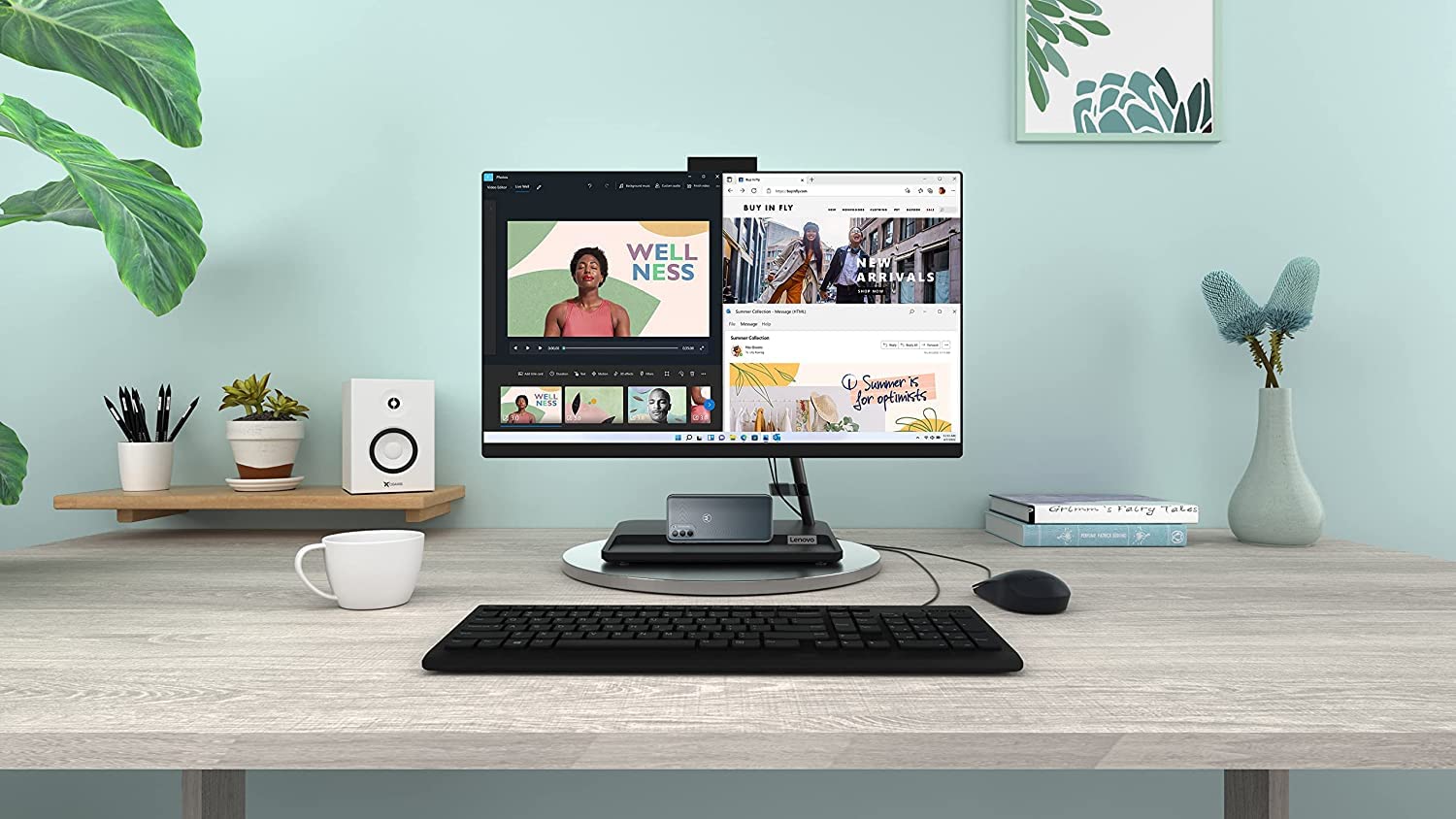 Lenovo 2024 IdeaCenter 22" FHD WVA AIO Desktop Intel 10-Core i3-1220P Intel UHD Graphics 8GB DDR4 256GB NVMe SSD WiFi AX Bluetooth HDMI Webcam RJ-45 Wireless KB Mouse Windows 11 Pro w/RE USB