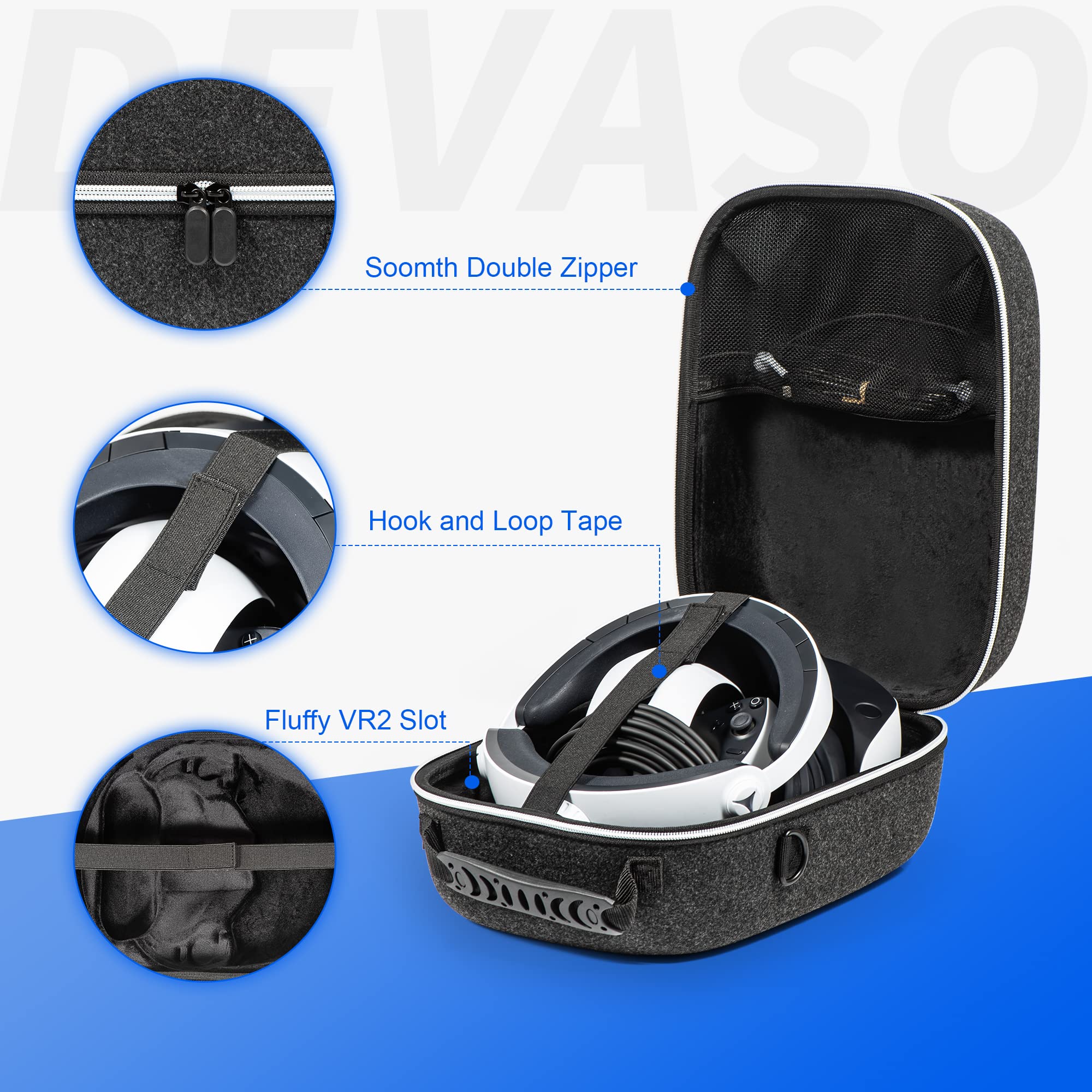 DEVASO Hard Carrying Case for Playstation VR2 Gaming, Headset and Touch Controllers Accessories Case, Portable Travel Storage Bag All-in-One Storage - Excluding vr for PSVR2