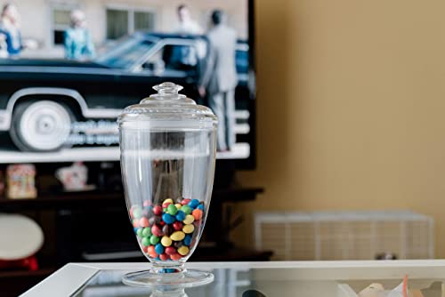Huang Acrylic Clear Tall Apothecary Jar Centerpiece, Decorative Candy Cookie Display, Elegant Wedding Display, Home Decor Organizer Kitchen Canisters 6 x 6 x 11.5 inches