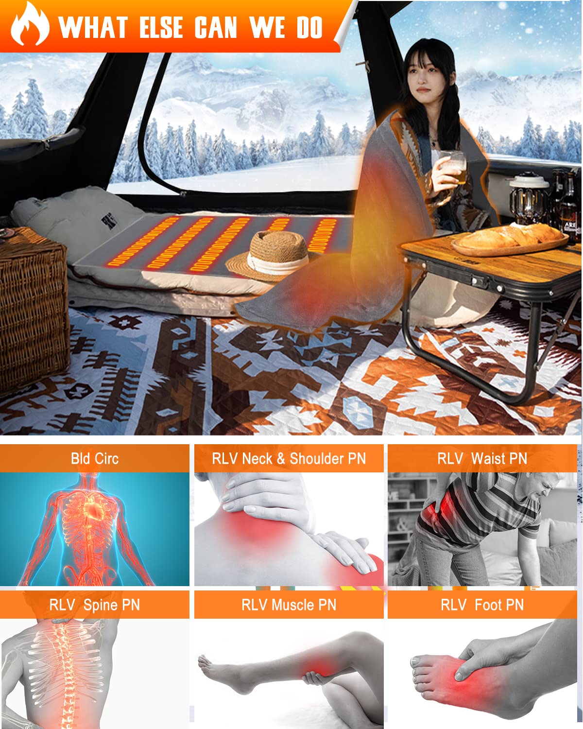 Camping Heated Sleeping Bag Pad - Battery Operated Heating Pad Rechargeable USB Powered Heater for Outdoor Tent