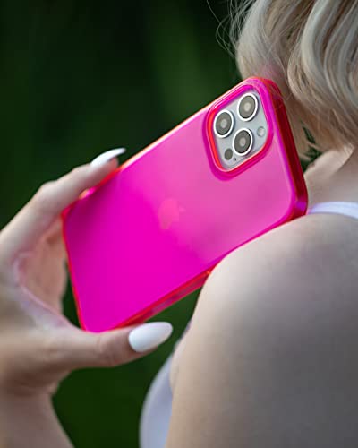 FELONY CASE - Neon Pink Crystal Clear Phone Case for iPhone 13 Pro Max, Compatible with MagSafe - 360° Shockproof Protective Cases Designed for Apple iPhone 13 Pro Max