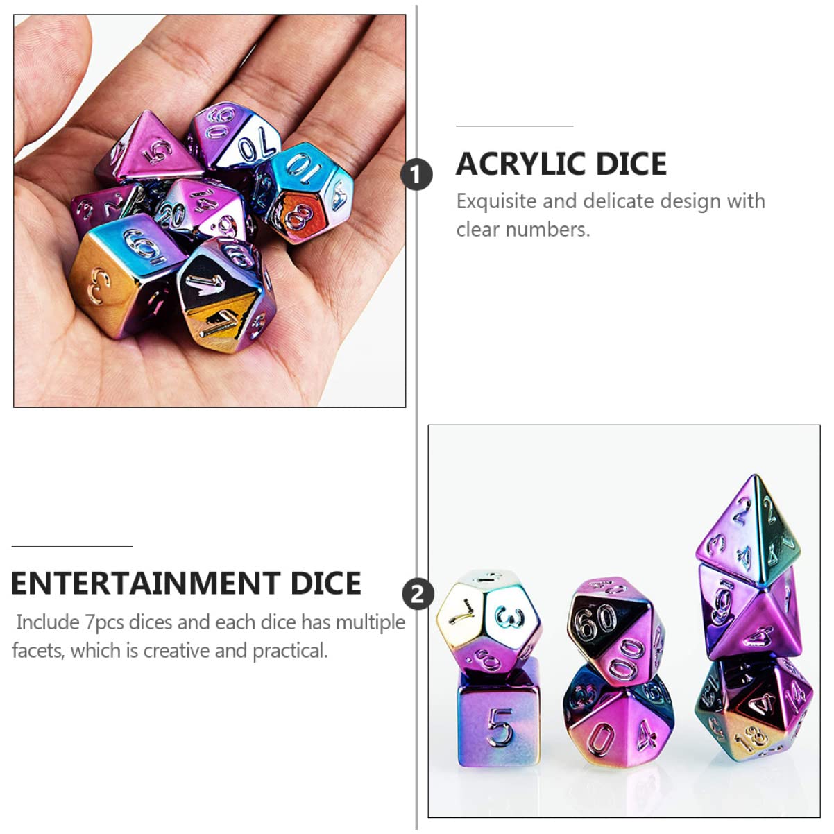 Desktop Toys 7pcs Polyhedral Dice polyhedral dice RPG dice Math dice Set Tabletop Roleplaying Educational Dice