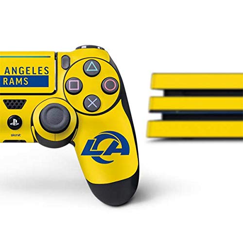 Skinit Decal Gaming Skin Compatible with PS4 Pro Console and Controller Bundle - Officially Licensed NFL Los Angeles Rams White Performance Series Design