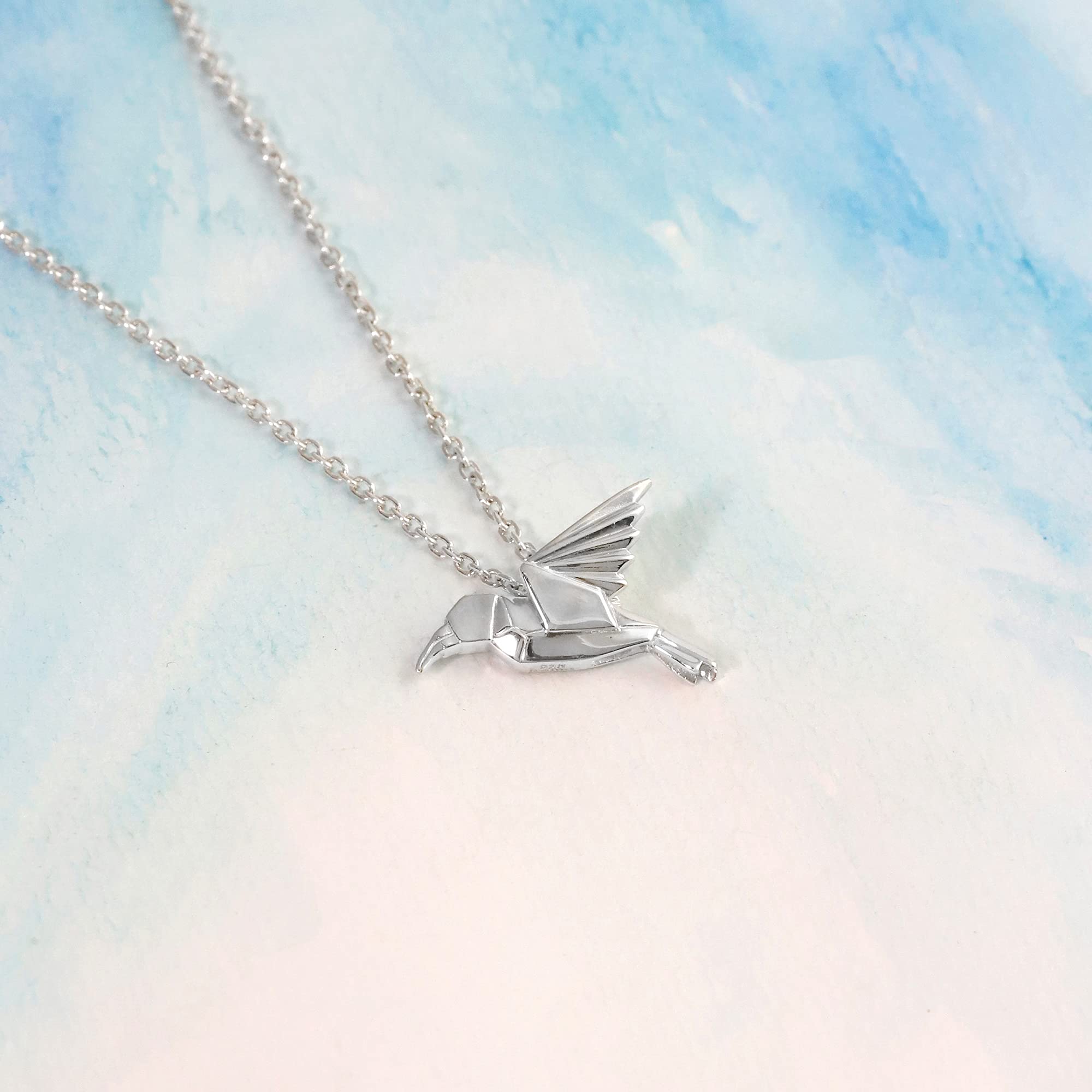Boma Jewelry Sterling Silver Origami Bird Necklace, 16 inches