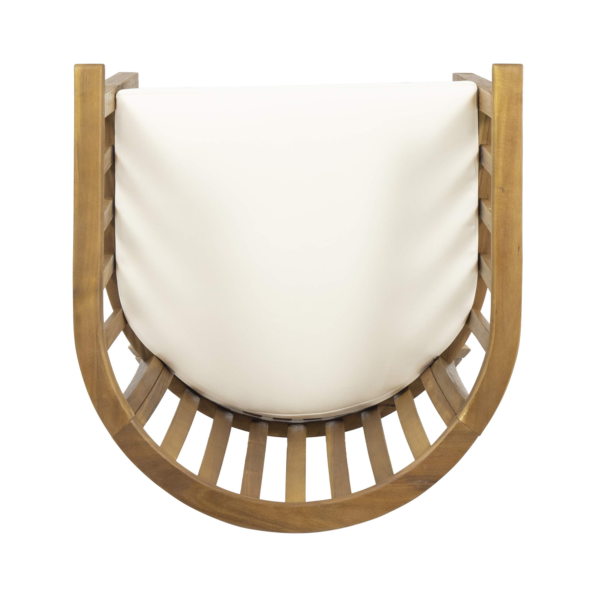 GDFStudio Outdoor Wooden Dining Chairs with Cushions (Set of 2), Cream and Finish