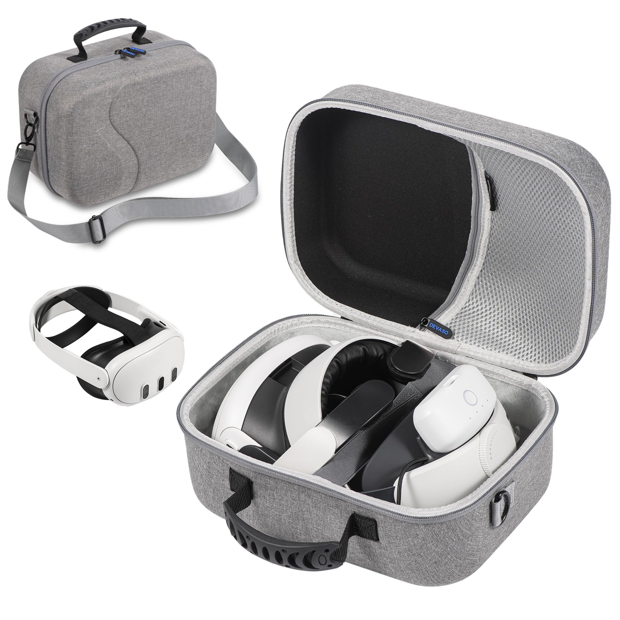 DEVASO Carrying Case for Meta Quest 3 Elite Strap, Travel Case for Quest 3 VR Gaming Headset and Controllers Accessories, Suitable for Travel and Home Storage