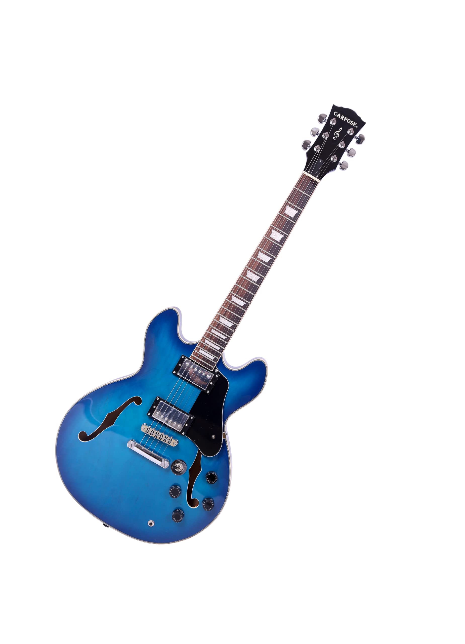 CARPOSE Semi-Hollow Body Electric Guitar,6-Strings Righthand,Maple Body and Neck with Rosewood Fingerboard,Blue