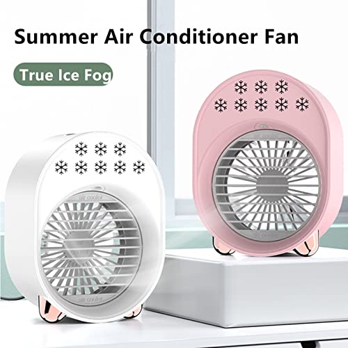 Portable Air Conditioner Fan, Mini Evaporative Air Cooler Fan with 3 Wind Speeds, USB Air Cooler with Colorful Night Lights for Room Camping Car Office (White)