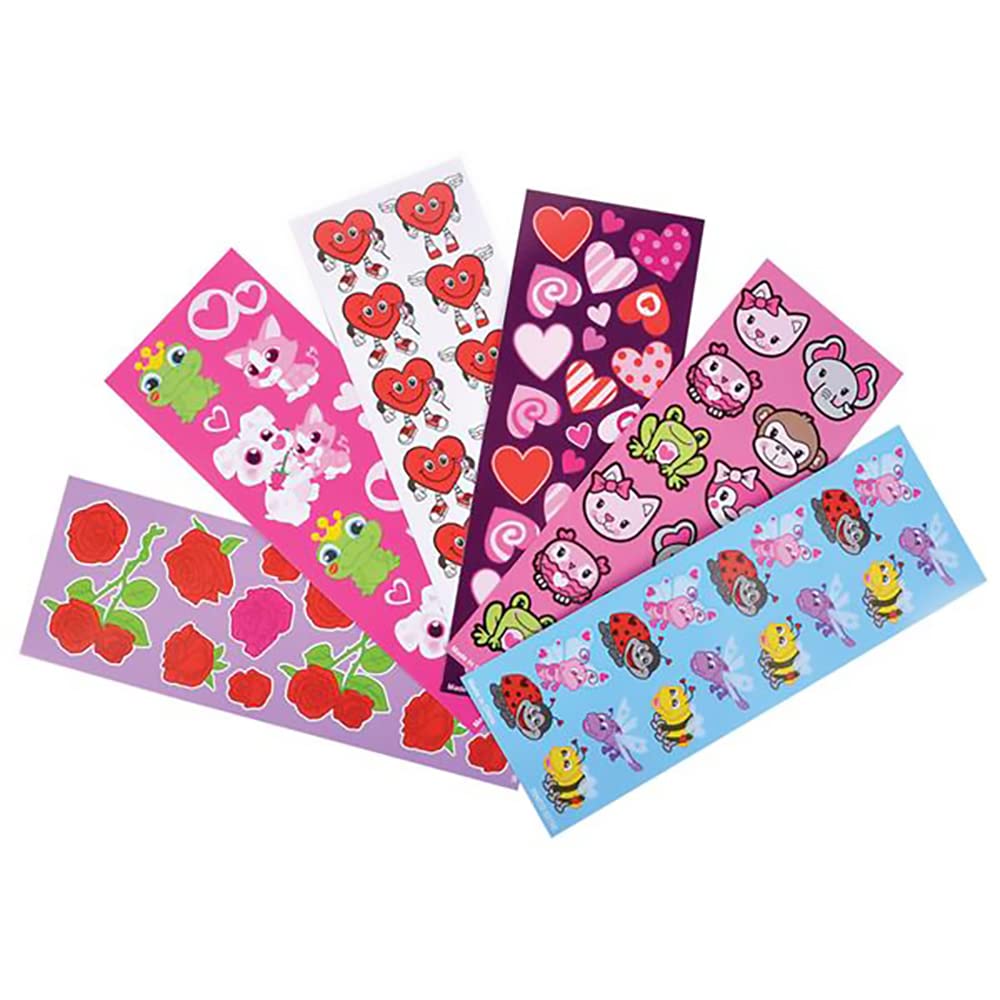 The Dreidel Company Valentine's Decorating Face Stickers, Red Heart's, Flowers, Animals Sticker Face, Great for Arts and Crafts, Party Favors, 100 Assorted Stickers (50-Pack)