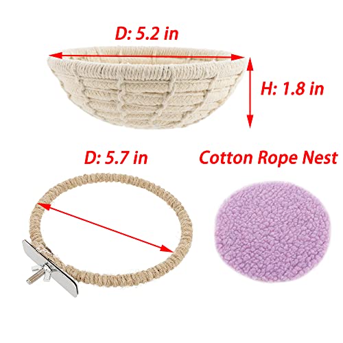 DQITJ Bird Breeding Nest Canary Finch Parrot Weave Cotton Rope Nest Cage Perch Hatching House (5.2 inch)