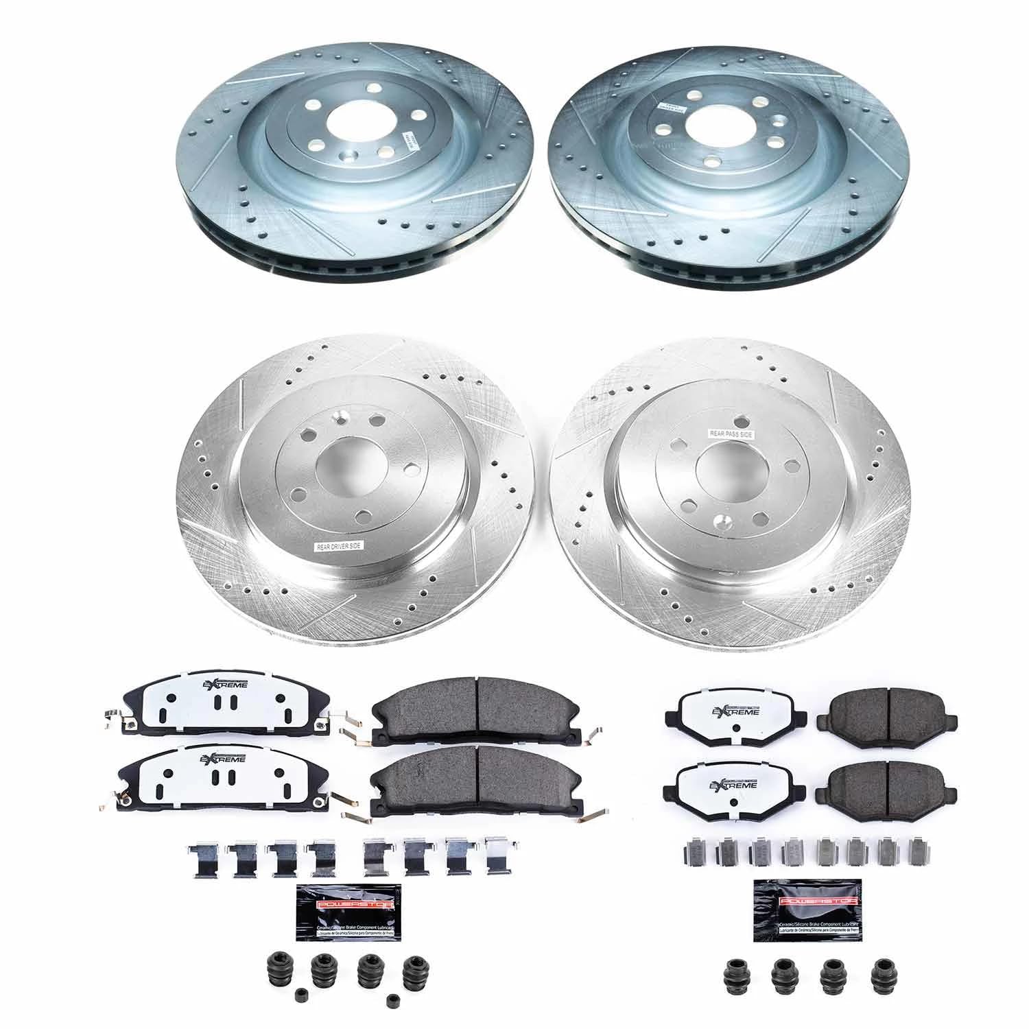 Power Stop K7573-36 Front and Rear Z36 Truck & Tow Brake Kit, Carbon Fiber Ceramic Brake Pads and Drilled/Slotted Brake Rotors